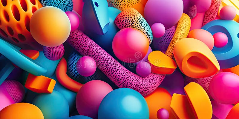 A Candy-Colored Dreamscape: a Bountiful Array of Playful Shapes in a ...