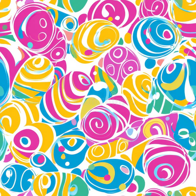 A Candy-colored Easter Egg Pattern with Bright Swirls, Polka Dots, and ...