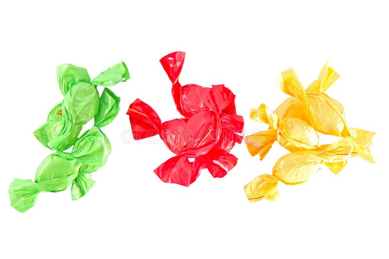 Candy in Colored Wrapper Isolated Stock Image - Image of sweets ...