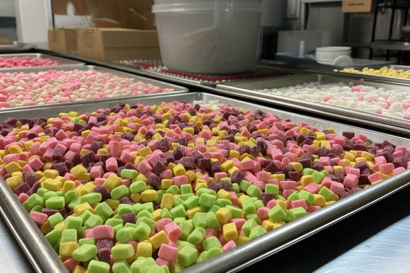 Candy Cooling on Trays before Packaging Process Stock Illustration ...