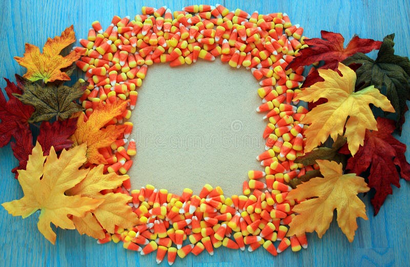 Candy Corn Frame with Leaves Stock Image - Image of fall, close: 101210087