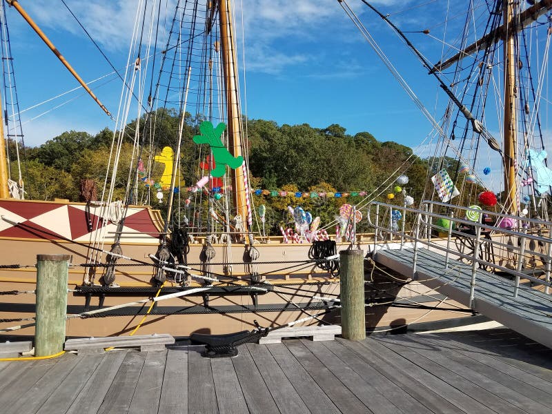 Candy Decorations on Old Boat with Masts Stock Image - Image of dessert ...