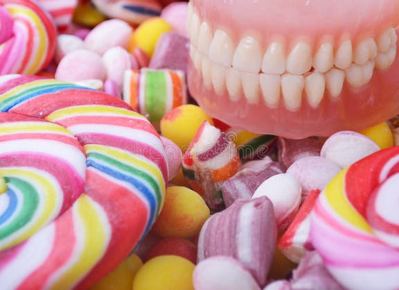 Candy and Denture - Cavity Problem Concept Stock Photo - Image of ...