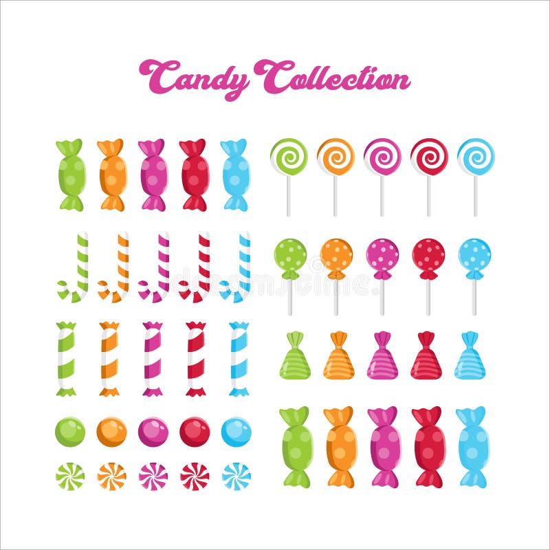 Candy Design Flat Vector Collection Stock Vector - Illustration of ...