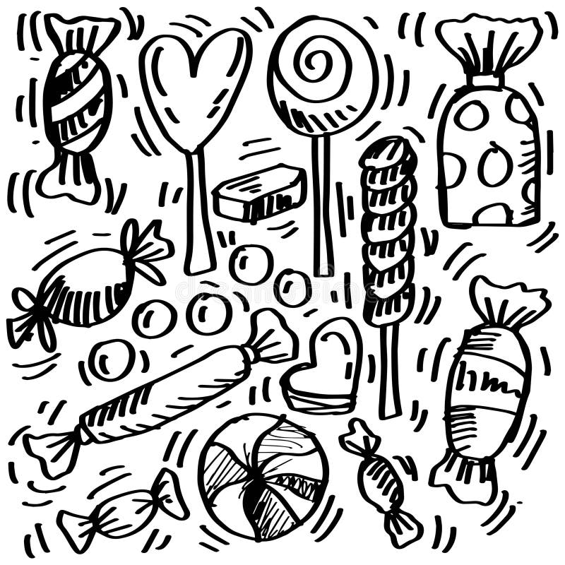 Candy Doodle Set. Hand Drawn Vector Illustration for Your Design Stock ...
