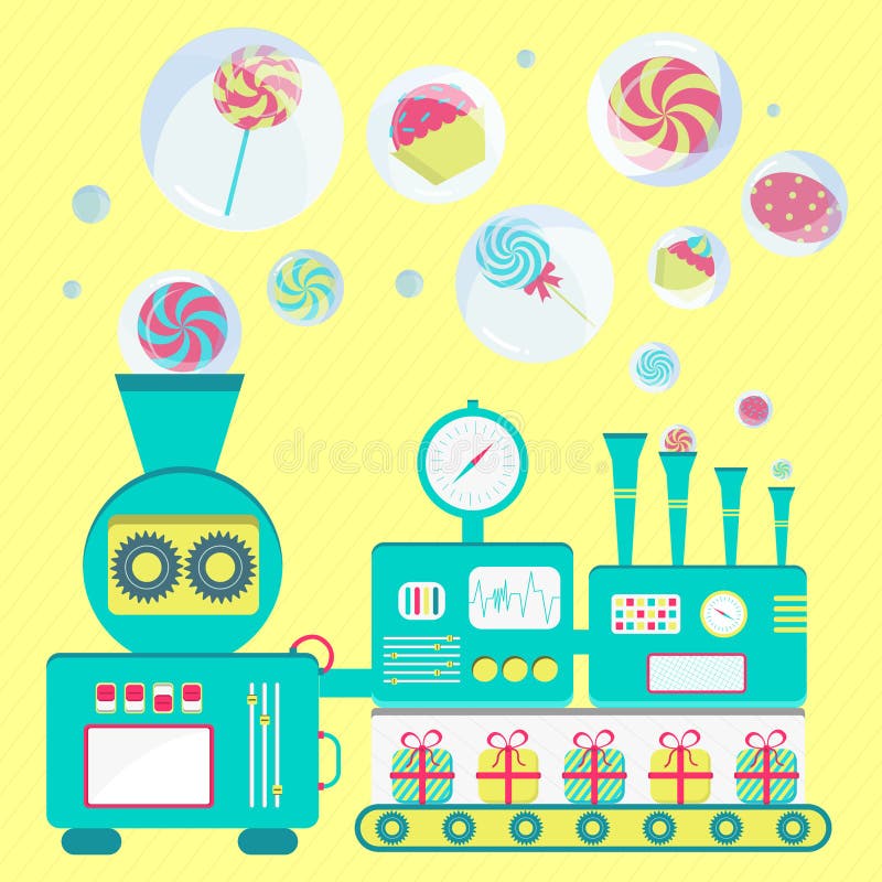 Candy Factory. Machine for the Production of Chocolates Candy Stock ...