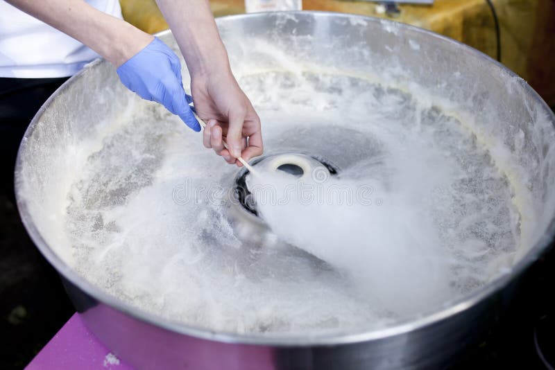 Candy Floss Machine- Making Candy Floss Stock Photo - Image of sugar ...