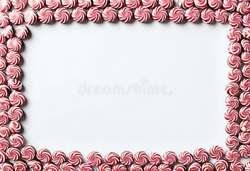 Candy Frame Pattern Flat Lay with Copy Space on White Background Stock ...