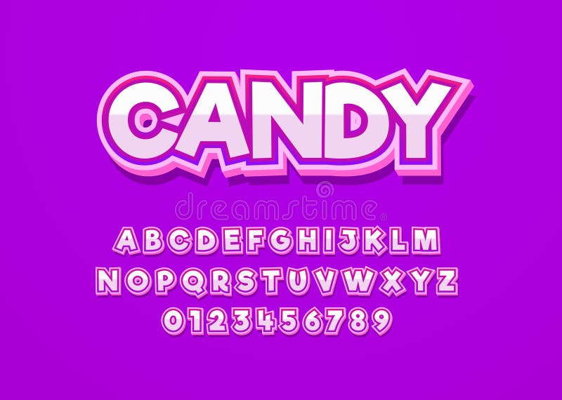 Candy Fun Style Vector Font with Uppercase Alphabet and Digit Number ...