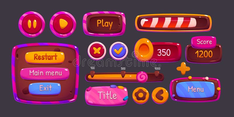 Candy Game Menu Interface Windows, Cartoon Options Stock Illustration ... Candy Game Menu Interface Windows, Cartoon Options Stock Illustration ...