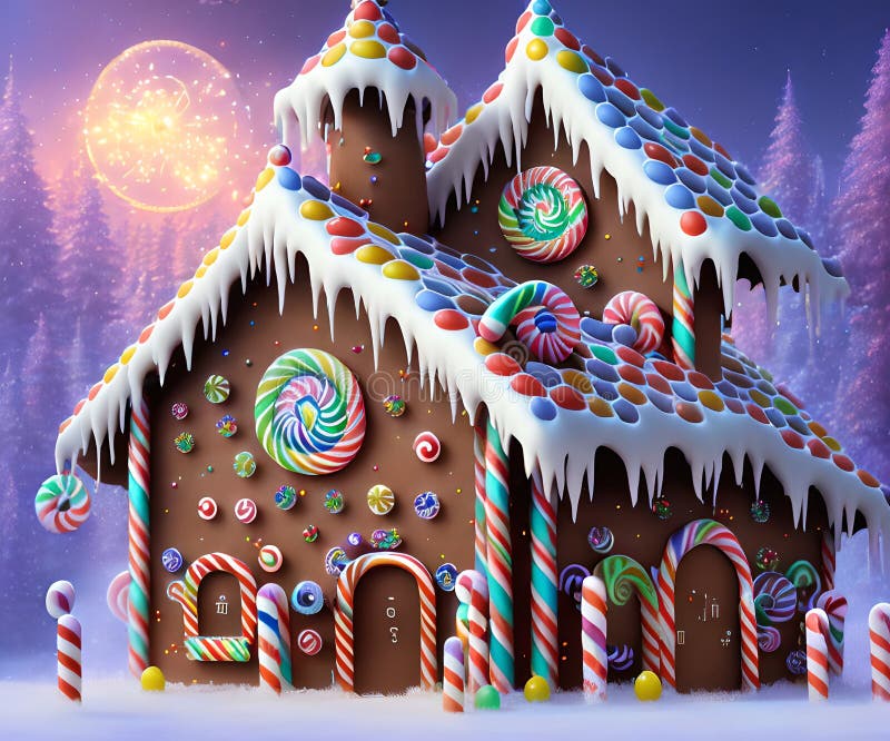 Candy Gingerbread House, Generative AI Illustration Stock Illustration ...