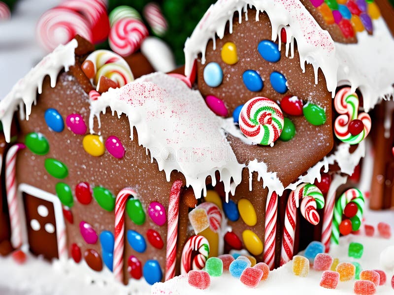Candy Gingerbread House, Generative AI Illustration Stock Illustration ...