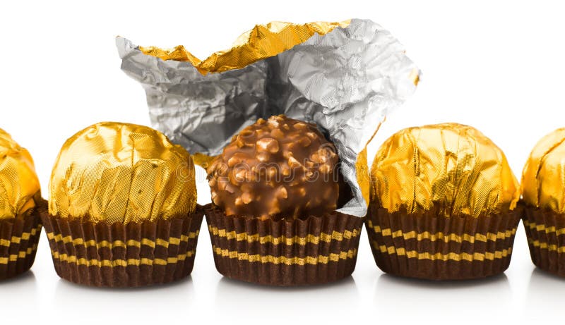 Candy in gold wrappers stock image. Image of junkfood - 22314823