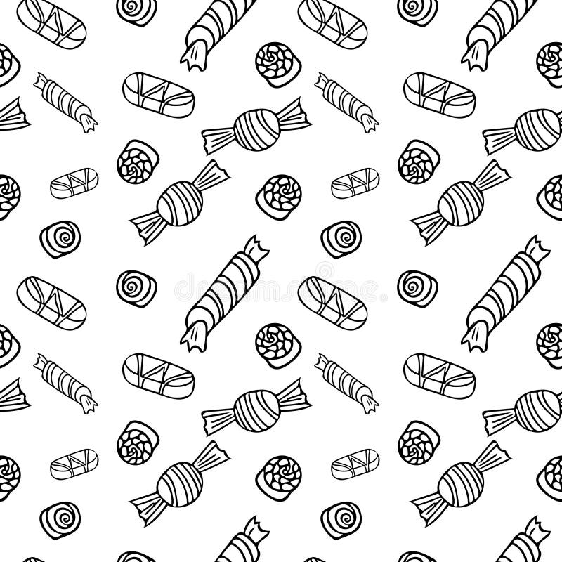 Sweets and Chocolate Seamless Pattern Hand Drawn in Doodle Style. Pink ...