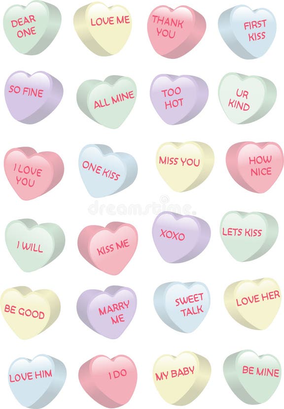 Candy Hearts stock vector. Illustration of yellow, message - 27729985