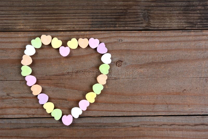 Candy Hearts Arranged in Heart Shape Stock Photo - Image of rustic ...