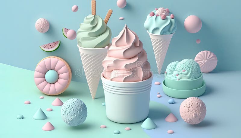 Candy and Ice Cream Composition. UI UX Background Stock Image - Image ...
