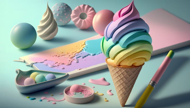 Candy and Ice Cream Composition. UI UX Background Stock Photo - Image ...
