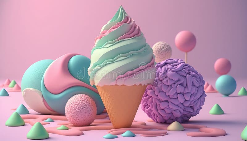 Candy and Ice Cream Composition. UI UX Background Stock Image - Image ...