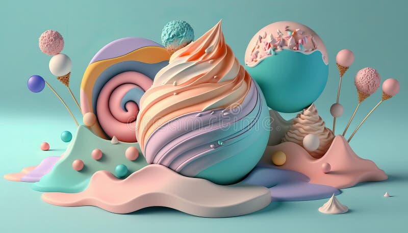 Candy and Ice Cream Composition. UI UX Background Stock Image - Image ...