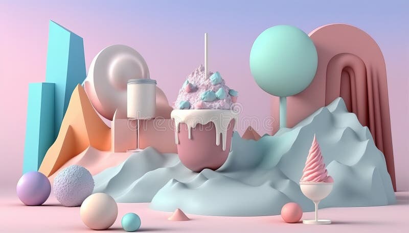 Candy and Ice Cream Composition. UI UX Background Stock Image - Image ...