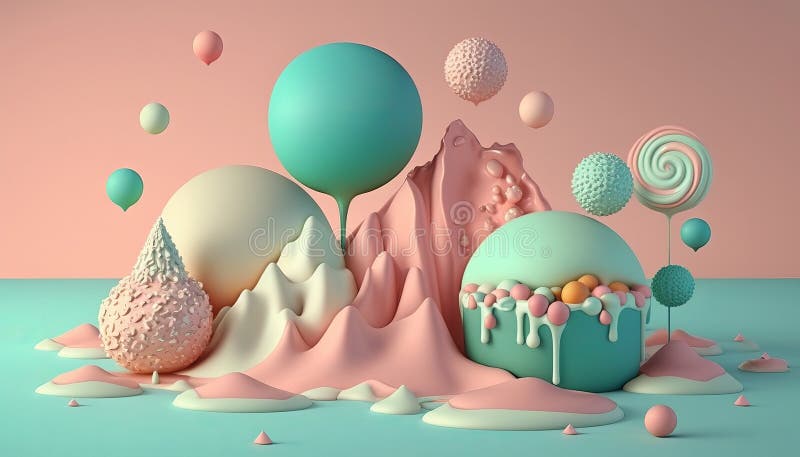 Candy and Ice Cream Composition. UI UX Background Stock Image - Image ...