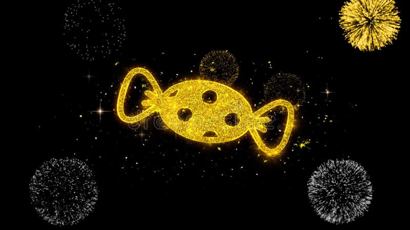 Candy Icon on Glitter Golden Particles Firework. Stock Footage - Video ...