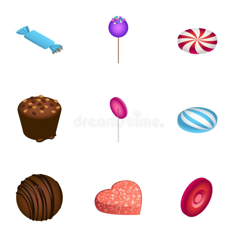 Candy Icon Set, Isometric Style Stock Vector - Illustration of ...