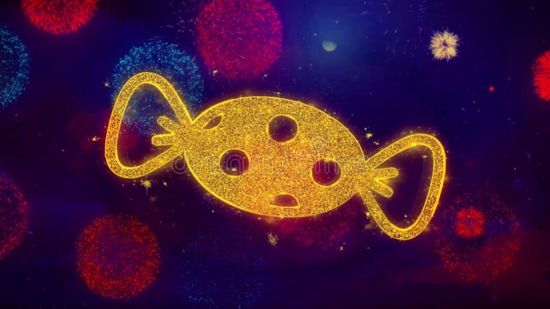 Candy Icon Symbol on Colorful Fireworks Particles. Stock Footage ...