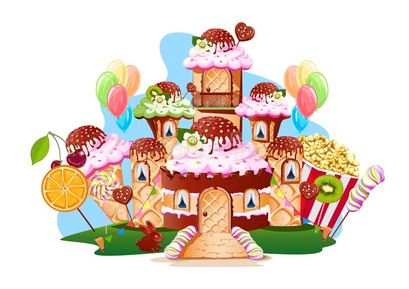 Castle with candy stock vector. Illustration of cream - 48748175