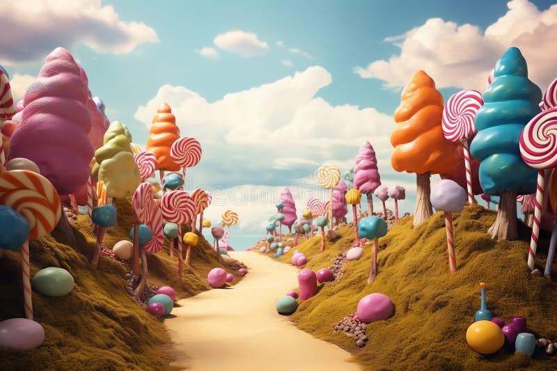 Candy Land Trees Beautiful Candyland Sweets Fairytale Background Stock ...