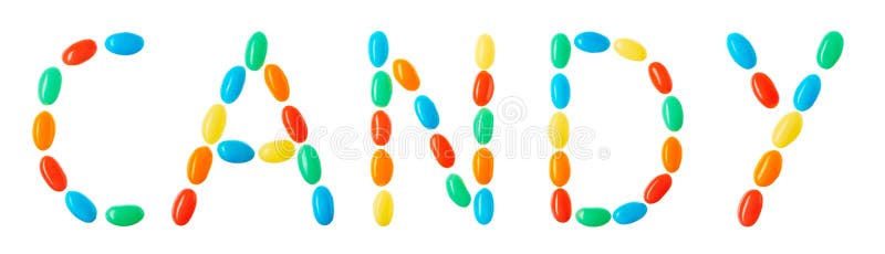 Candy Lettering Made of Multicolored Candies Isolated on White Stock ...
