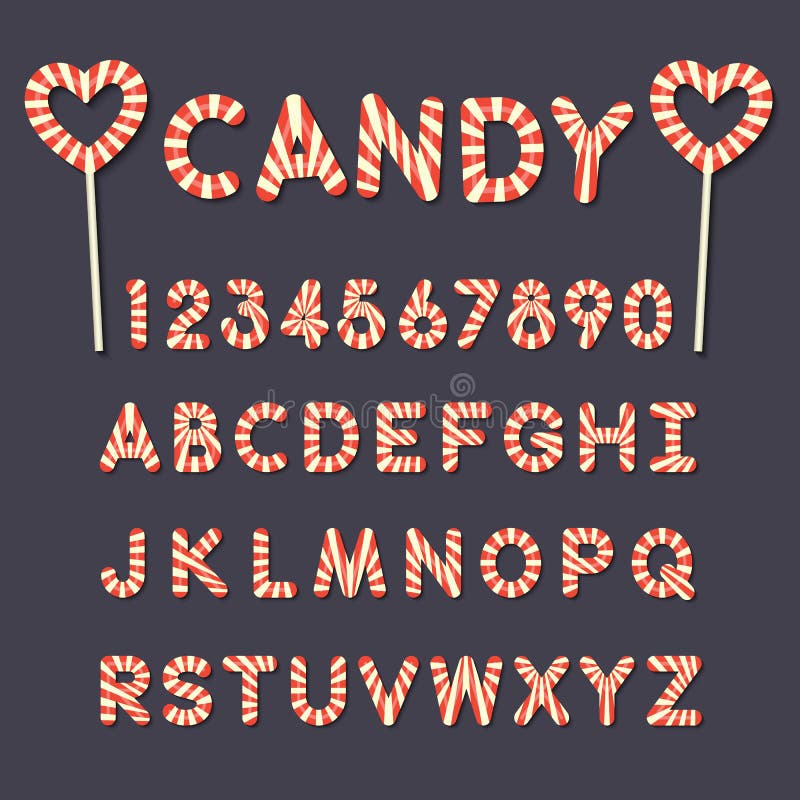 Candy Lollipop Alphabet Letters and Numbers Stock Vector - Illustration ...