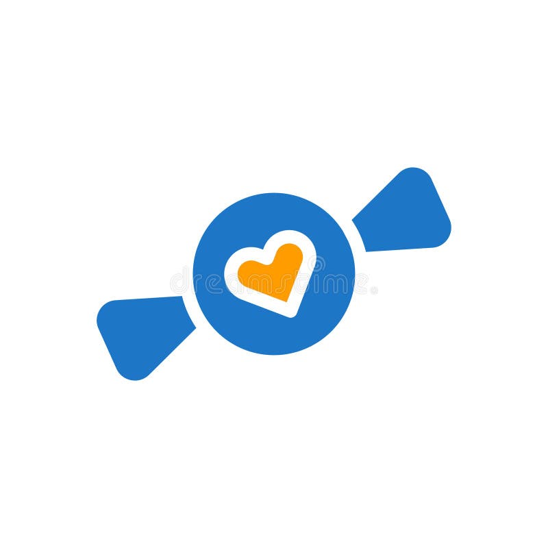 Candy Love Icon Solid Blue Orange Style Valentine Illustration Symbol ...