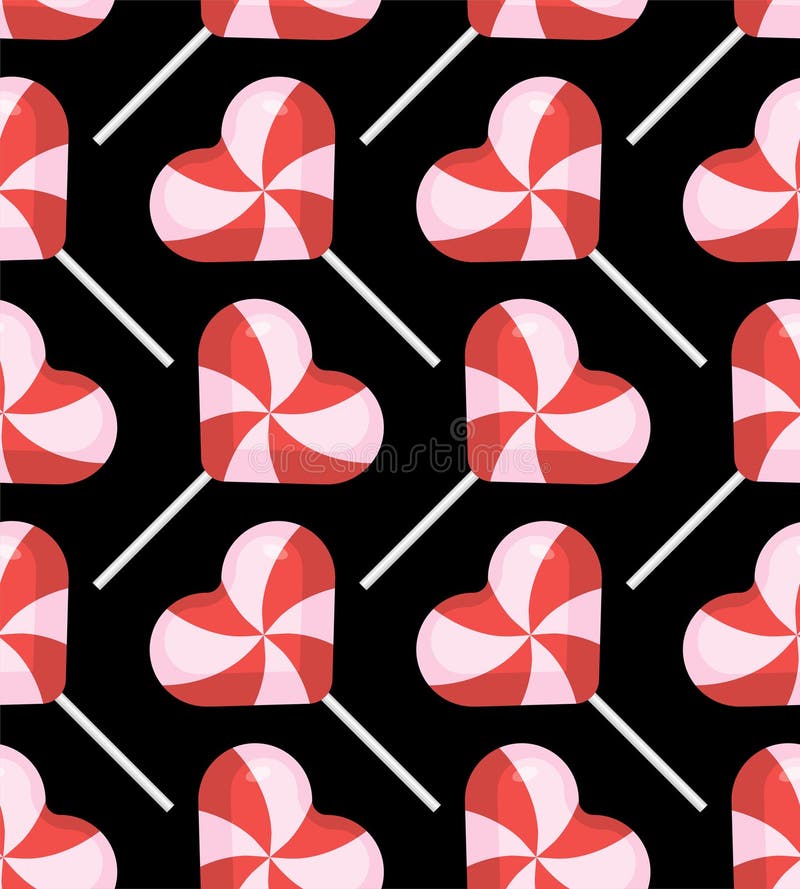 Candy Love Pattern Seamless. Lollipop Heart Background Stock Vector ...