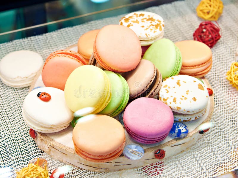 Candy macarons stock image. Image of macarons, bowl - 241391531