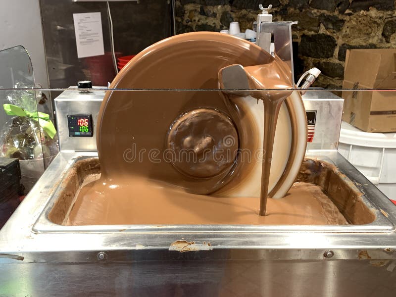Candy Machine Making Fresh Chocolate Stock Photo - Image of room ...