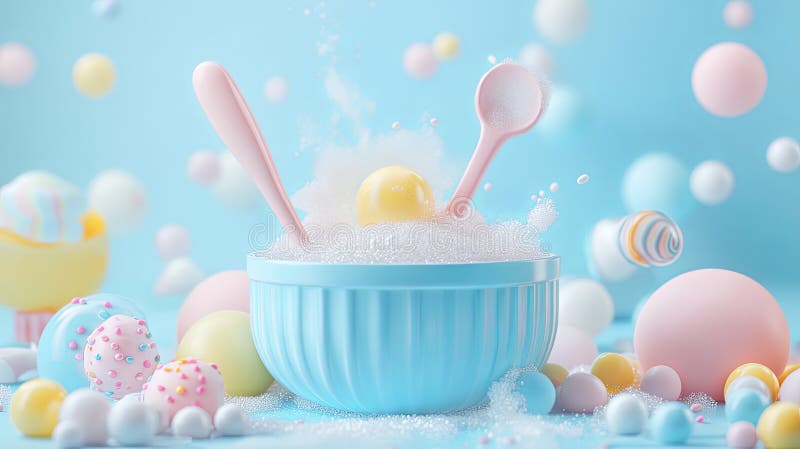 Candy Making Scene with Boiling Sugar, Pastel Colors, Cute Utensils ...