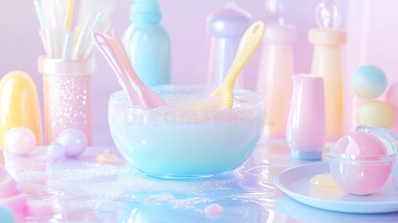 Candy Making Scene with Boiling Sugar, Pastel Colors, Cute Utensils ...