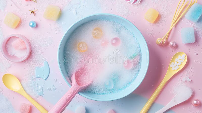 Candy Making Scene with Boiling Sugar, Pastel Colors, Cute Utensils ...