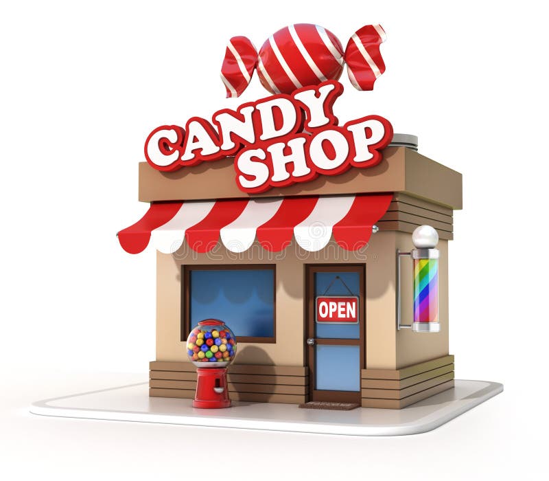 Candy Mini Shop 3d Rendering Stock Illustration - Illustration of ...