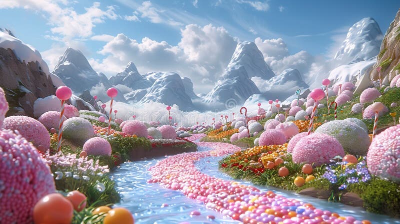 Candy Mountain Landscape stock illustration. Illustration of lollipop ...