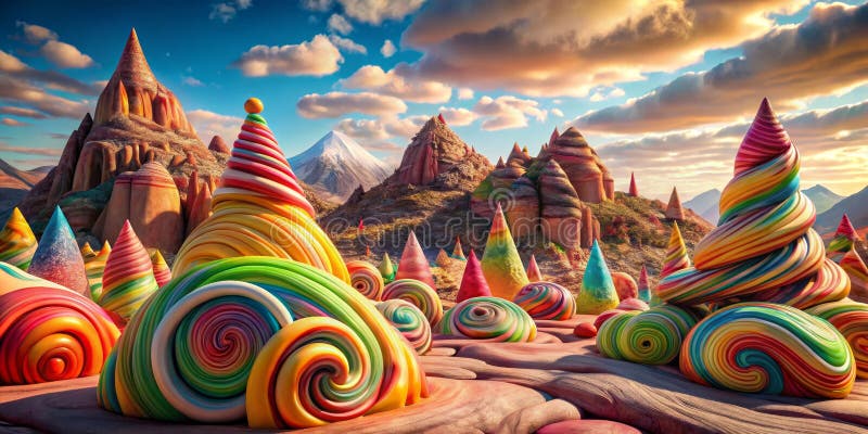 Candy Mountain Rainbow Swirl Landscape Stock Illustration ...