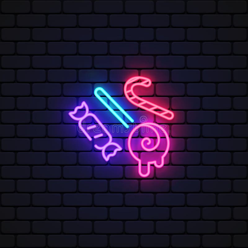 Candy Neon Icon, Great Design for Any Purposes. Vector Illustration ...