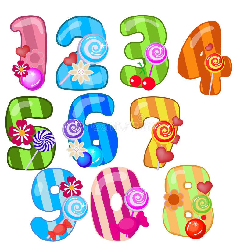 Candy Numbers Numerals in Fun Colors Kid Friendly Numbers Stock ...