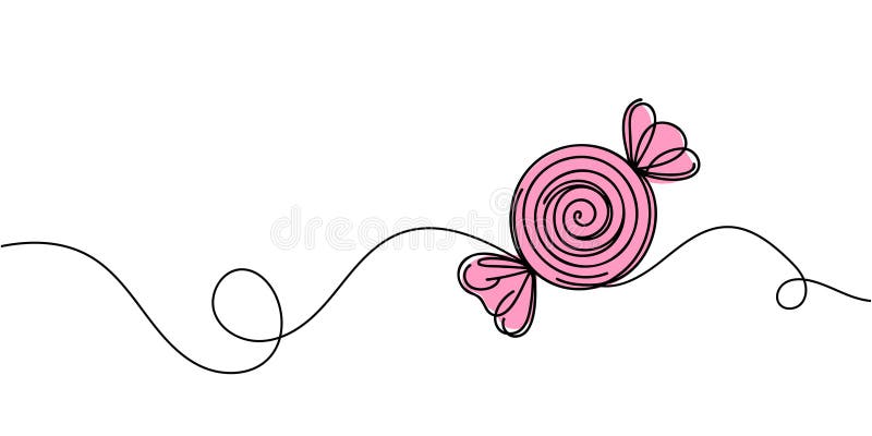 Candy in One Continuous Line Drawing, . Contour Icon Stock Vector ...
