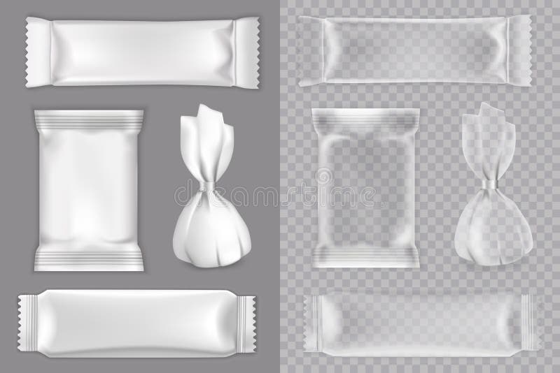 Chocolate and Candy Packaging White Mockup Set, Vector Isolated ... Chocolate and Candy Packaging White Mockup Set, Vector Isolated ...