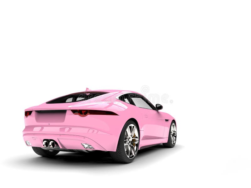 Candy Pink Modern Concept Sports Car - Back View Stock Illustration ...