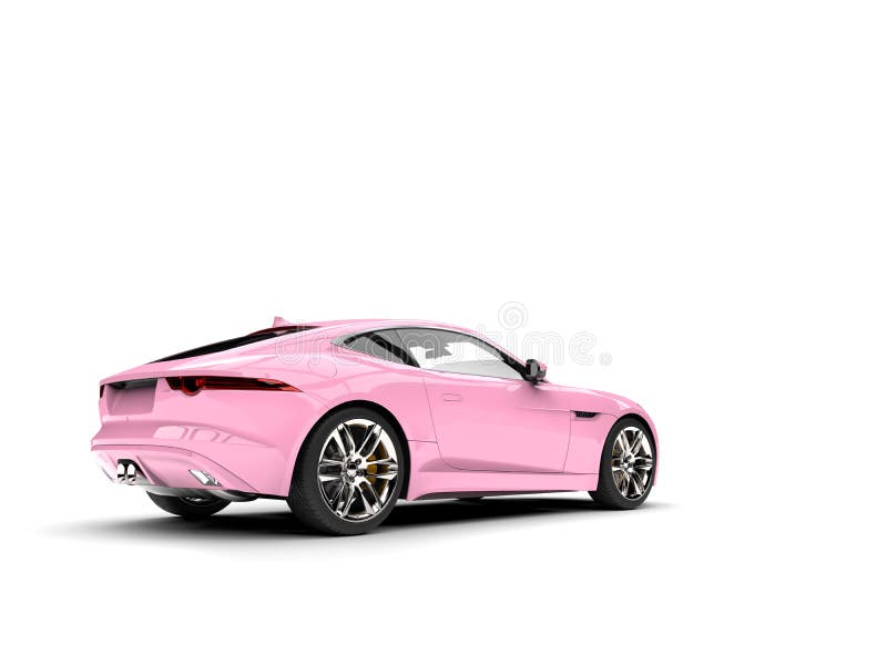 Candy Pink Modern Concept Sports Car - Tail Side View Stock ...