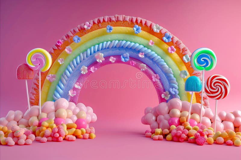 A Candy Rainbow with Lollipops and Candies Stock Image - Image of party ...